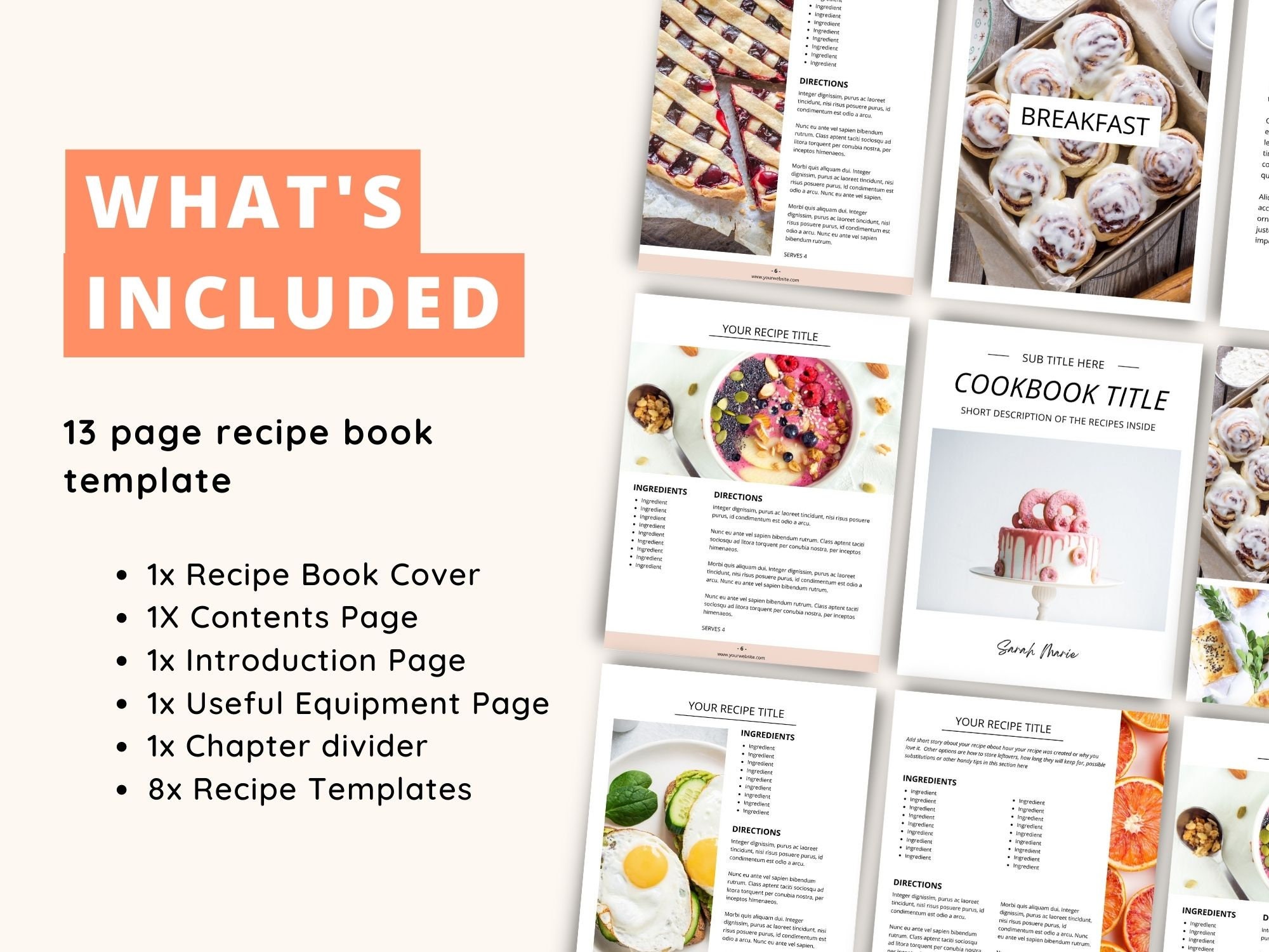 Canva Recipe Template, Editable Recipe Page, Recipe Book Template ...