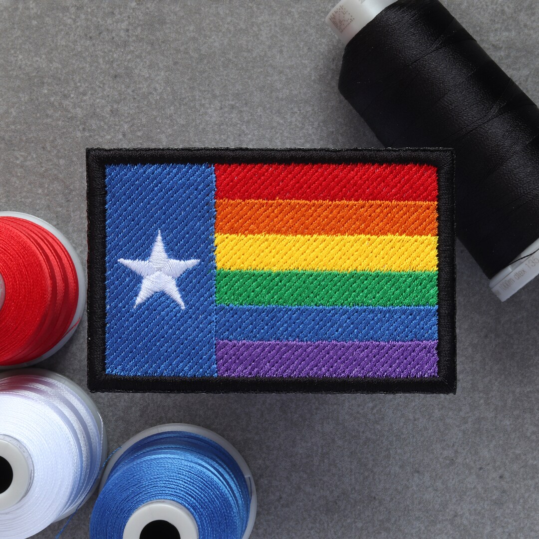 Texas Pride Flag Embroidered Patch | LGBT Queer Gay Lesbian | Hook and ...