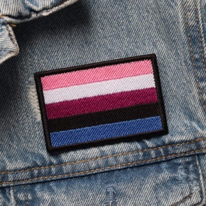 Genderfluid Flag Embroidered Patch | Genderfae Genderfaun Genderflor | Hook and Loop, Iron-on ...