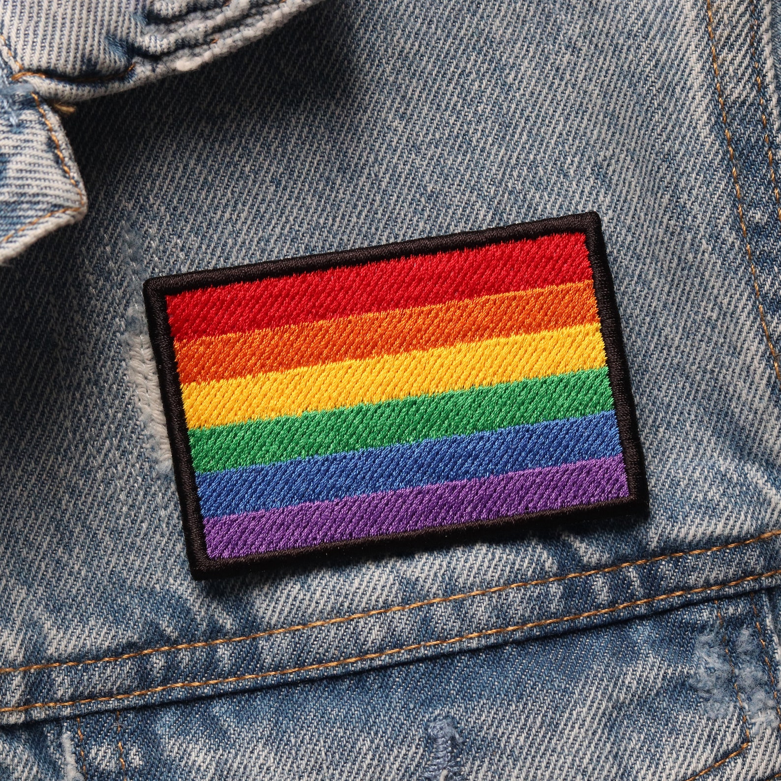 Pride Flag Embroidered Patch LGBT Gay Lesbian Queer Hook - Etsy