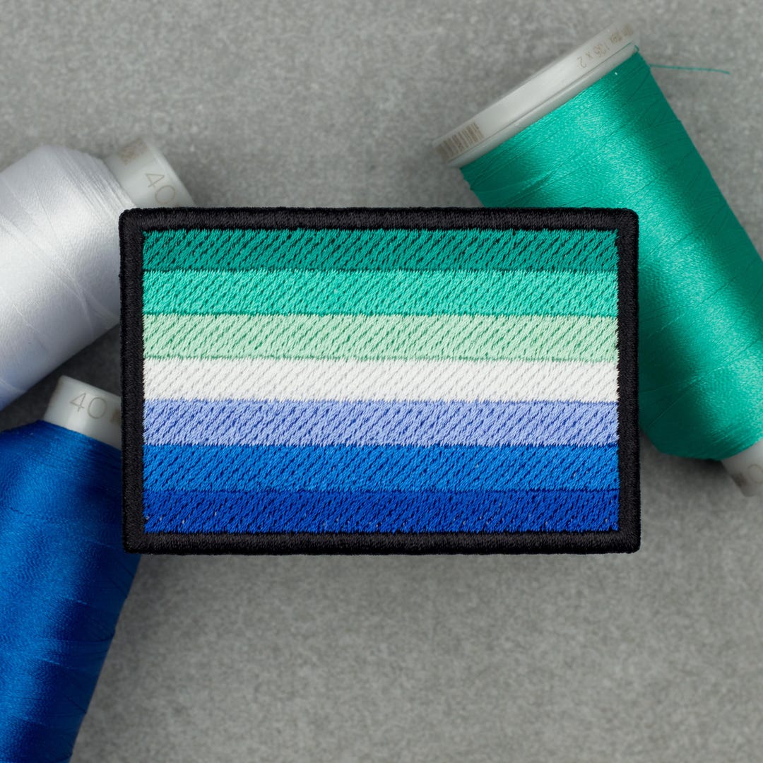 Gay Male / MLM (7-stripe) Flag Embroidered Patch | LGBT Pride | Hook ...