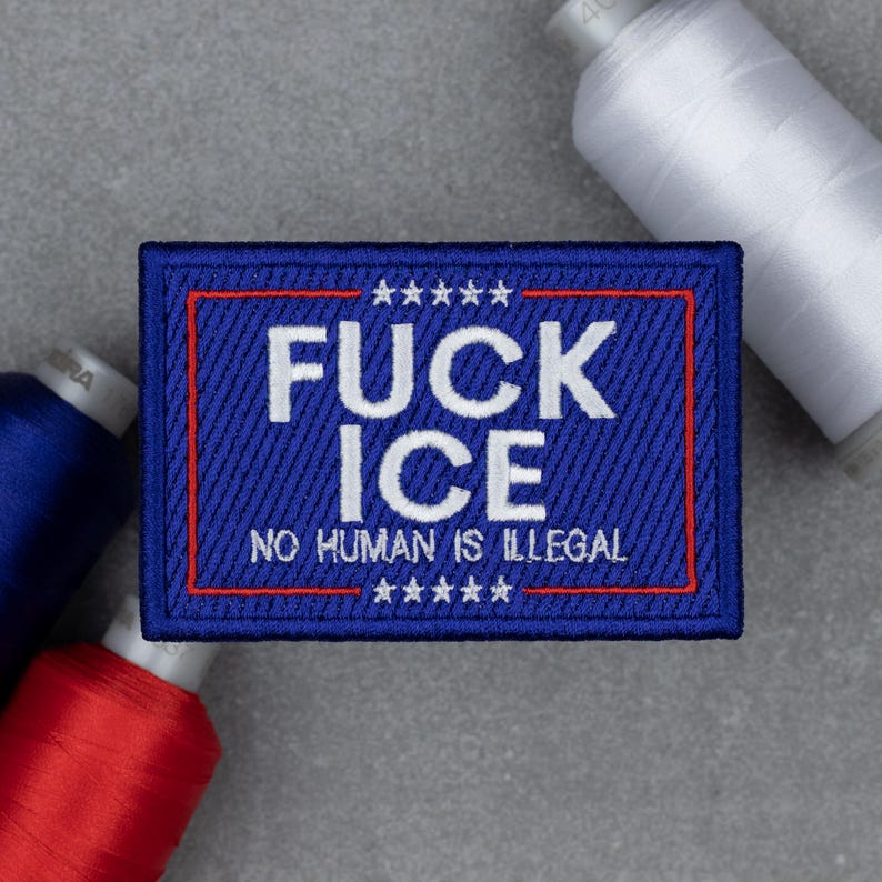 F*ck ICE Flag Embroidered Patch | Antifa Leftism Abolish | Hook and ...