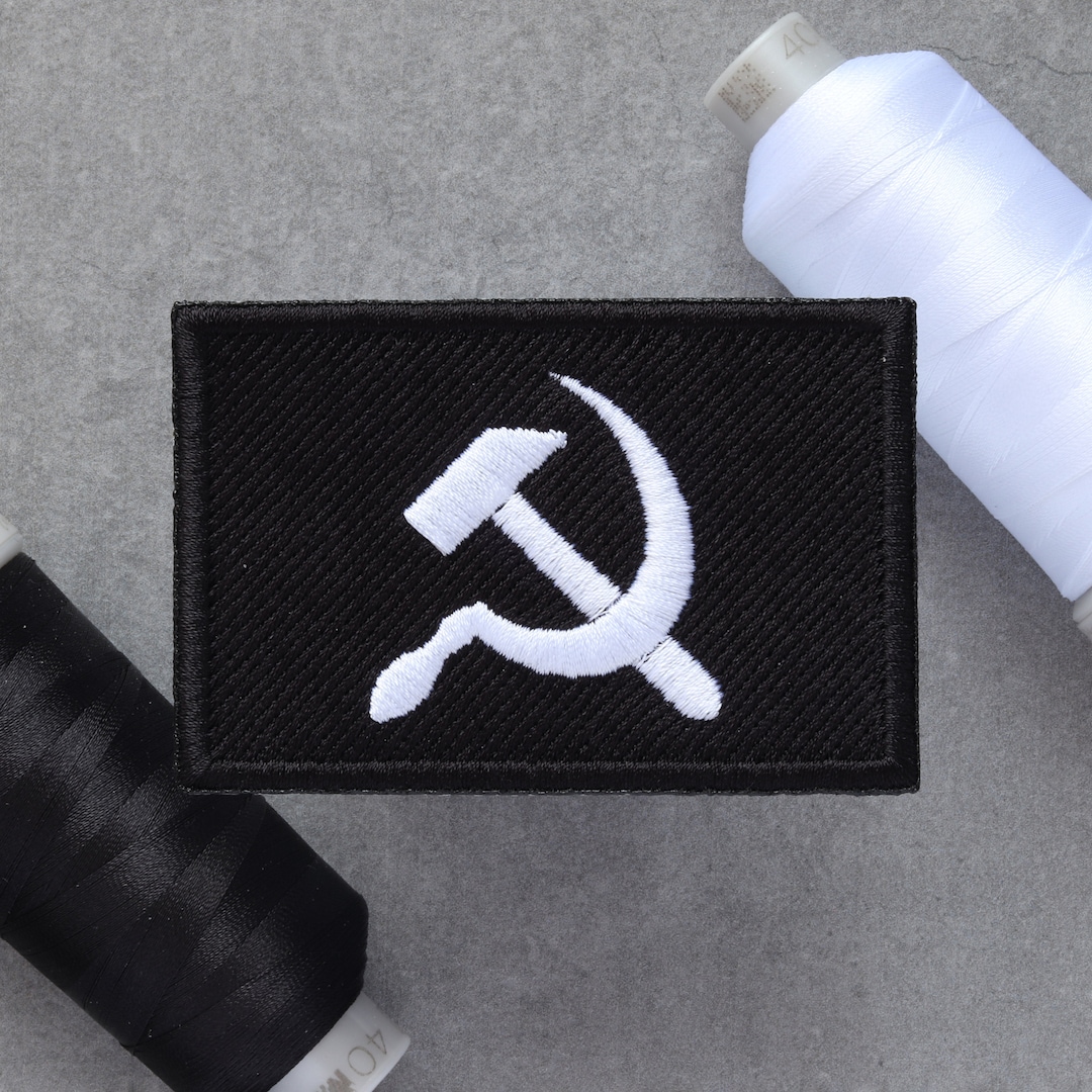 Hammer and Sickle black Flag Embroidered Patch Communism Communist Hook ...