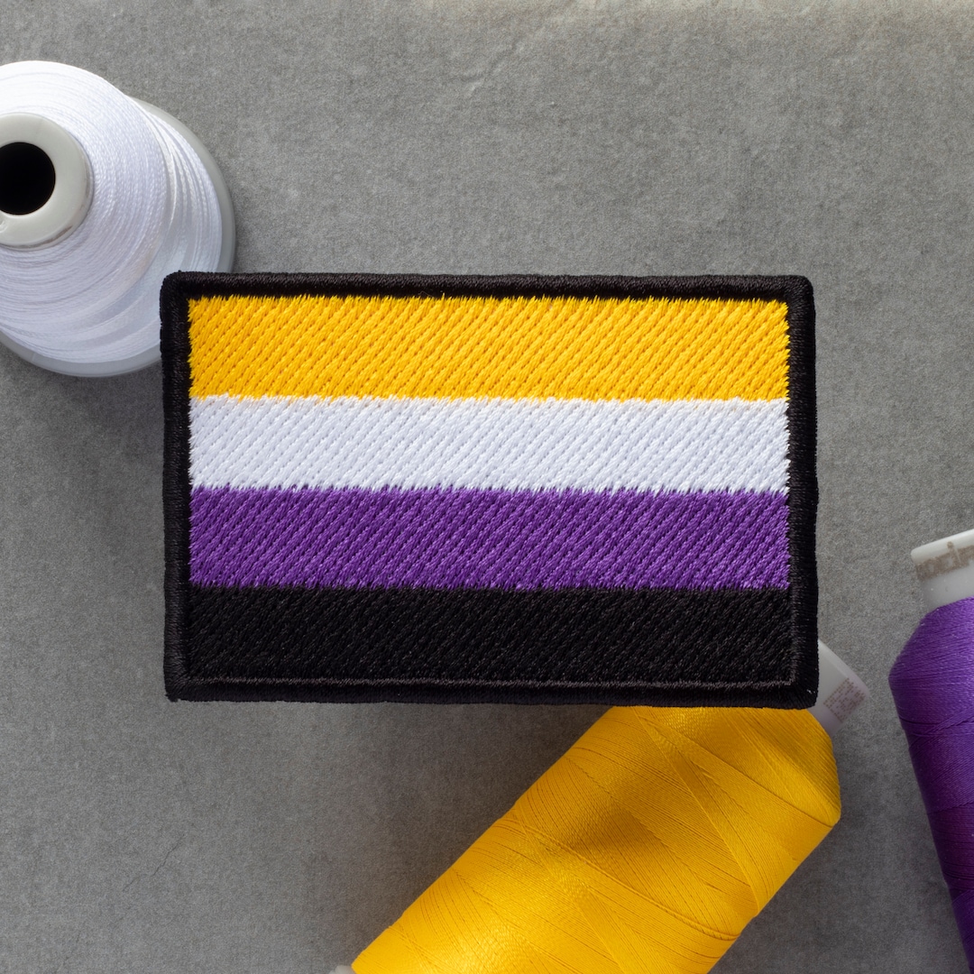 Non-binary Flag Embroidered Patch | LGBT Enby Nonbinary | Hook and Loop ...