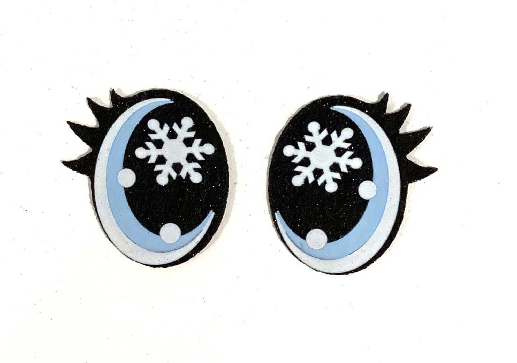 6 Pack Glitter Snowflake Felt Eyes With Lashes, Amigurumi, Christmas ...