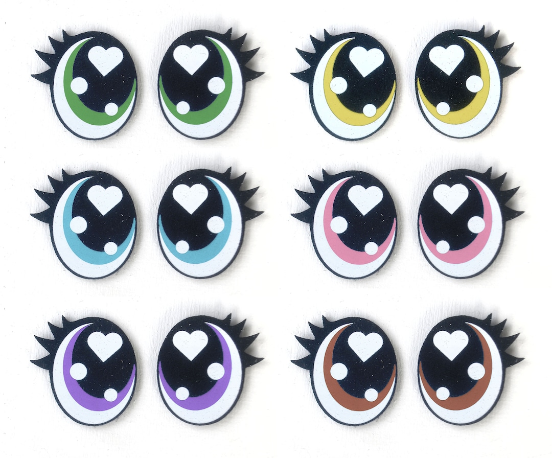 6 Pack of Oval Glitter Felt Eyes for Amigurumi, With Lashes, Multiple ...