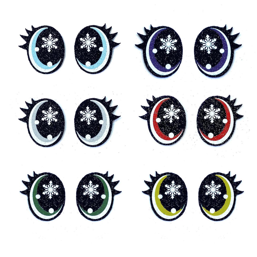 6 Pack of Snowflake Glitter Felt Eyes With Eyelashes for Amigurumi - Etsy