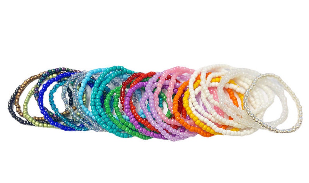 Single Strand Seed Bead Stretch Bracelet Beaded Stacking - Etsy