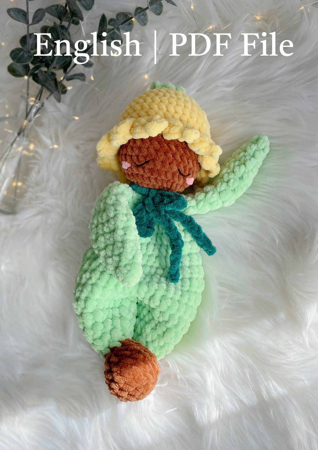 Low-sew Crochet Sunflower Lovey Snuggler Safety Blanket: Sammie the ...