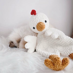 Crochet Chicken Lovey Snuggler Safety Blanket: Henrietta the Baby ...