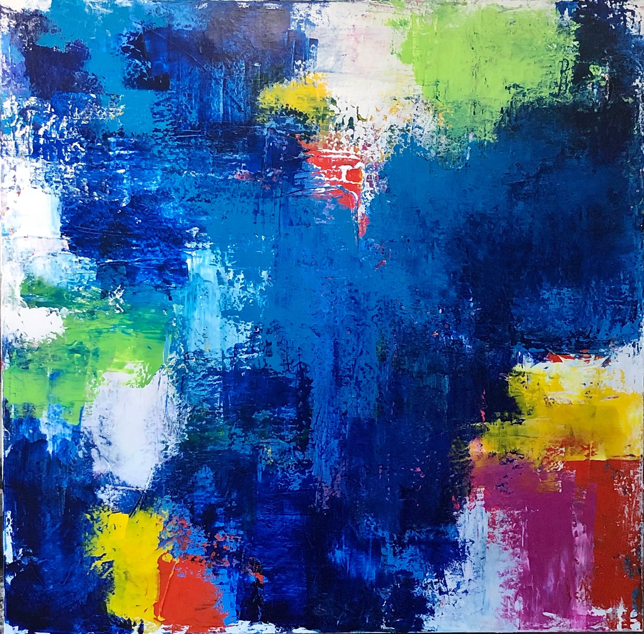 Royal Blue, Multicolor Abstract Art Blue Abstract Painting Modern Art ...