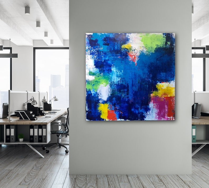 Royal Blue, Multicolor Abstract Art Blue Abstract Painting Modern Art ...