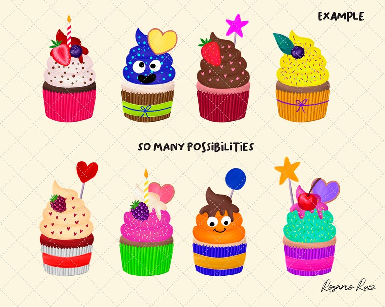 Cupcake Clipart Make Your Own Cupcake Sprinkles Birthday - Etsy