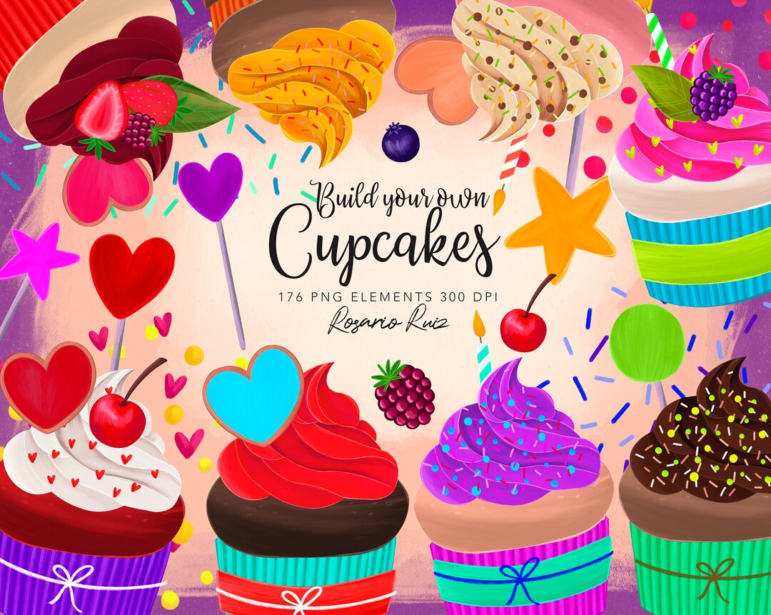 Cupcake Clipart Build Your Own Cupcake Sprinkles Birthday - Etsy