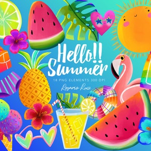 Summer Clipart, Cute Sun Clip Art Summer Printable Clip Art Flamingo ...