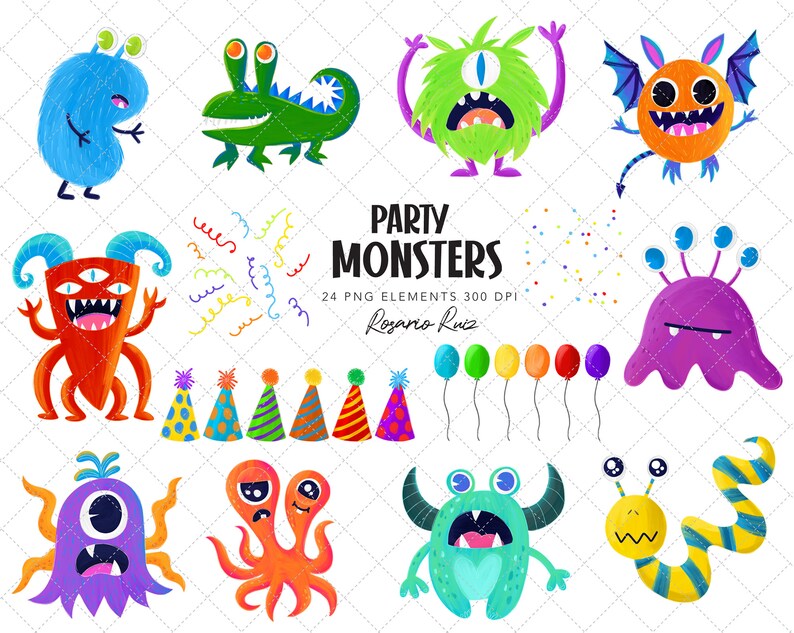 Monsters Clipart Set Cute Monsters Clip Art, Party Monsters, Characters ...