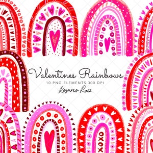 Rainbow Valentine's Clipart Sublimation PNG Rainbows Clip Art Love ...