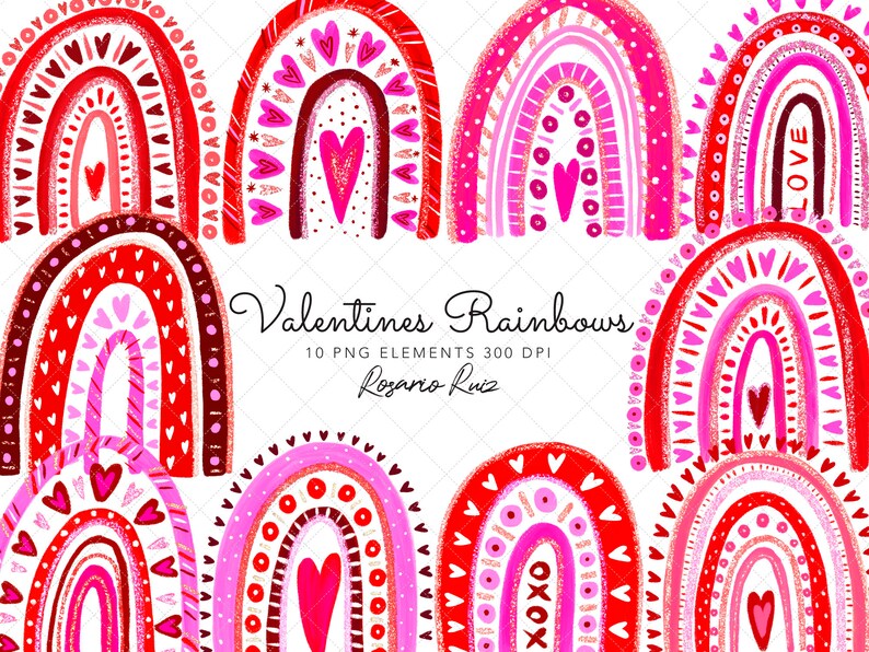 Rainbow Valentine's Clipart Sublimation PNG Rainbows - Etsy