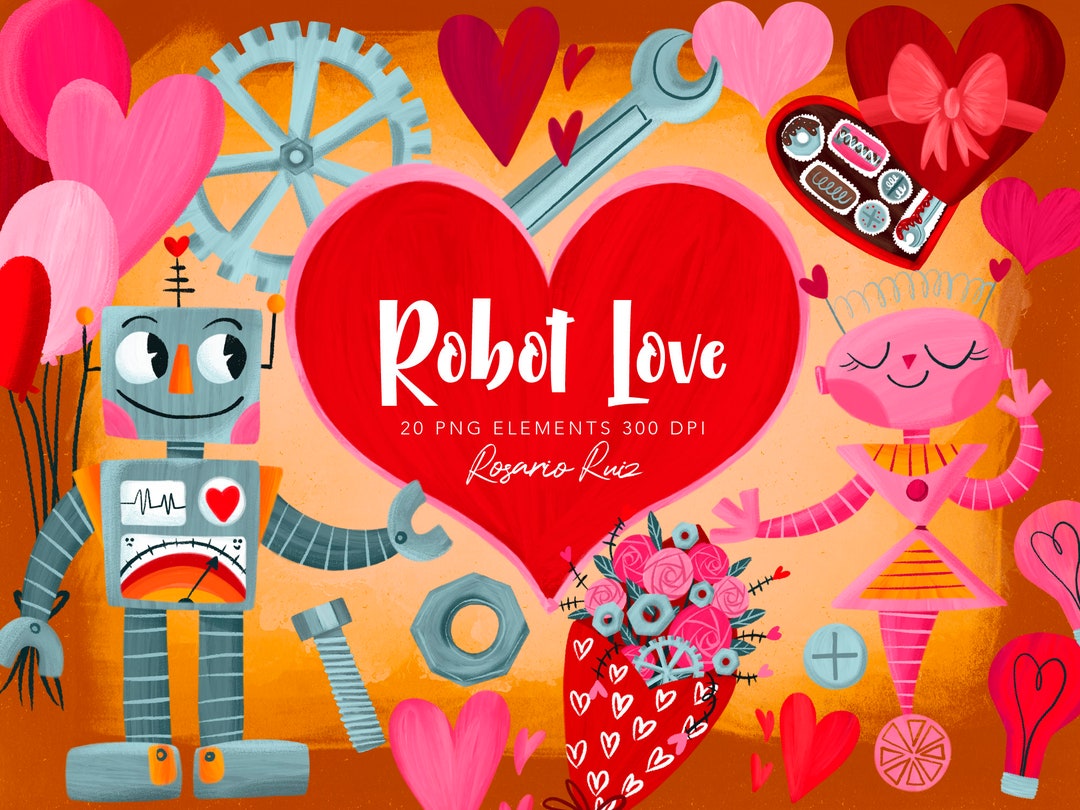 Valentine Robot Clipart Love Robot Robot Clipart Love - Etsy