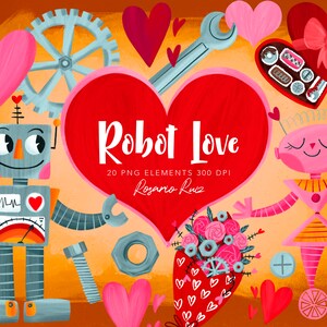 Valentine Robot Clipart Love Robot Robot Clipart Love | Etsy