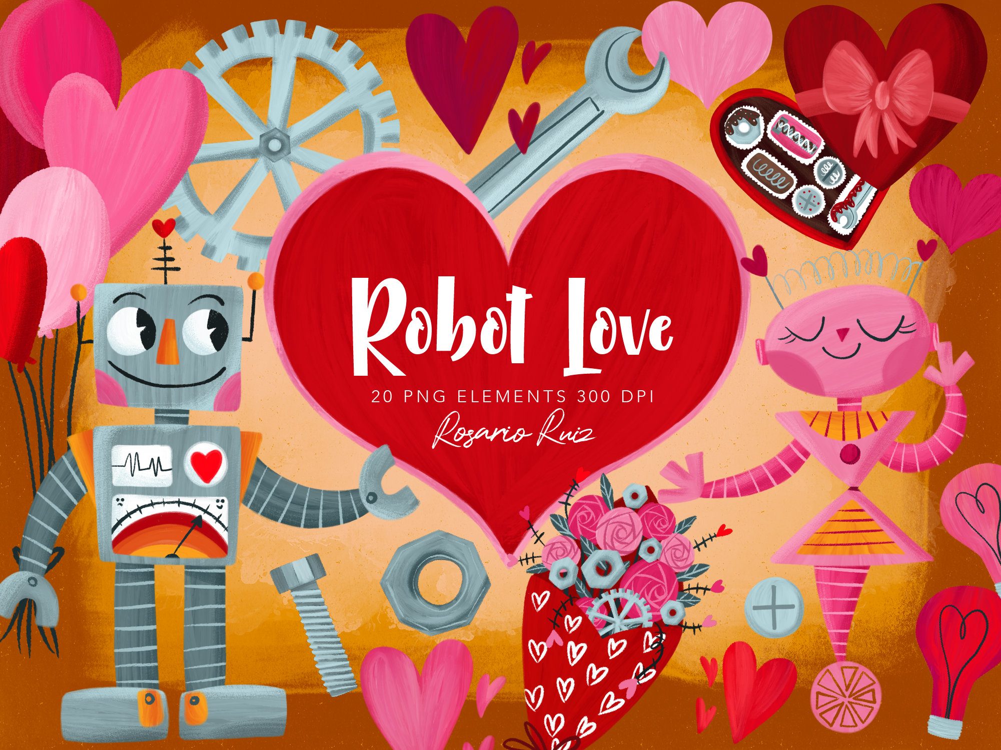 Valentine Robot Clipart Love Robot Robot Clipart Love - Etsy
