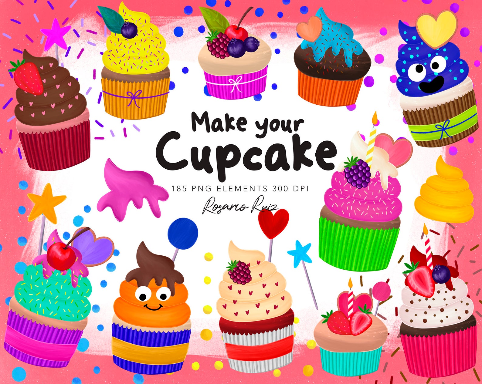 Cupcake Clipart Make Your Own Cupcake Sprinkles Birthday - Etsy