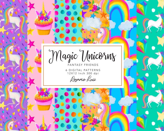 Unicorn Digital Paper Pattern Unicorn Rainbow Rainbow - Etsy
