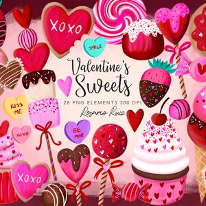 Valentine's Day Clipart, Valentine Sweets, Heart Cookies, Strawberry ...