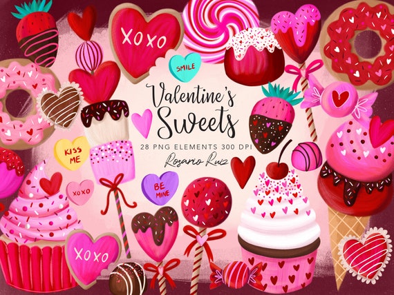 Valentine's Day Clipart Valentine Sweets Heart Cookies | Etsy