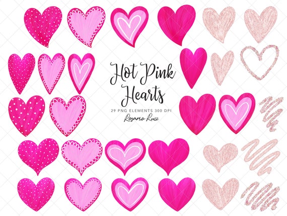 Hot Pink Hearts Clip Art