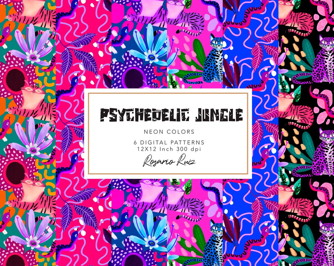Coloful Jungle Digital Papers Pink Tiger Pink Papers - Etsy