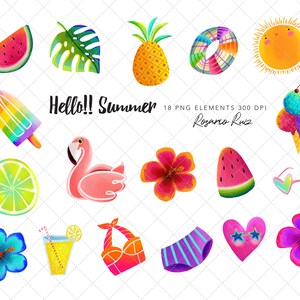 Summer Clipart, Cute Sun Clip Art Summer Printable Clip Art Flamingo ...