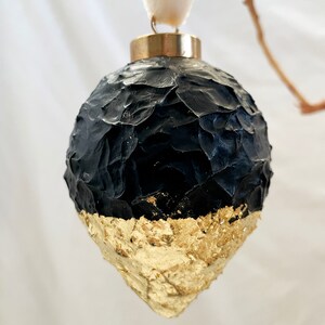 Textured Black With Gold Foil, Black and Gold Christmas Ornament, Hand ...