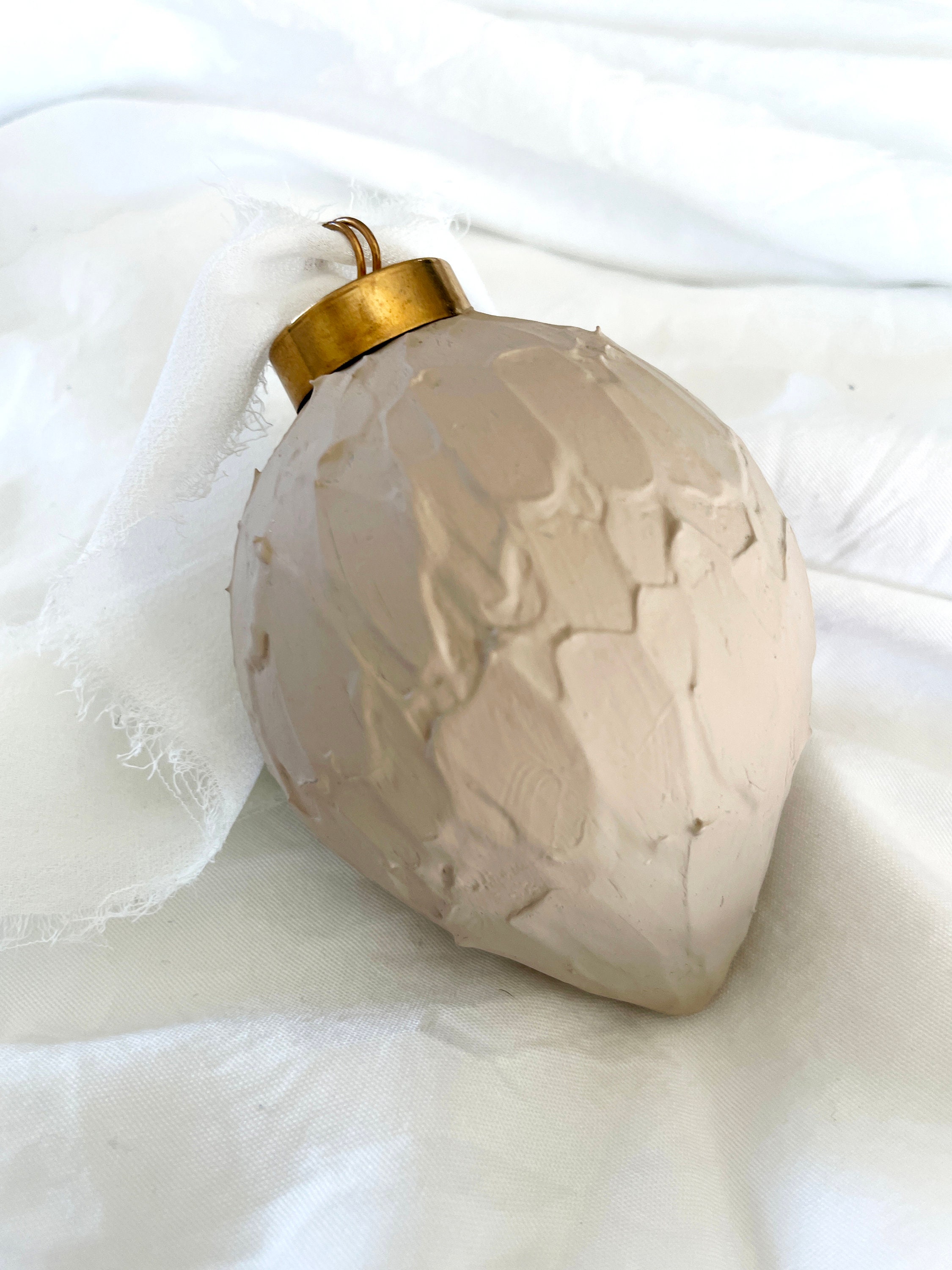 Textured Cream Ornament, Beige Christmas Ornament, Hand Made Ornament ...