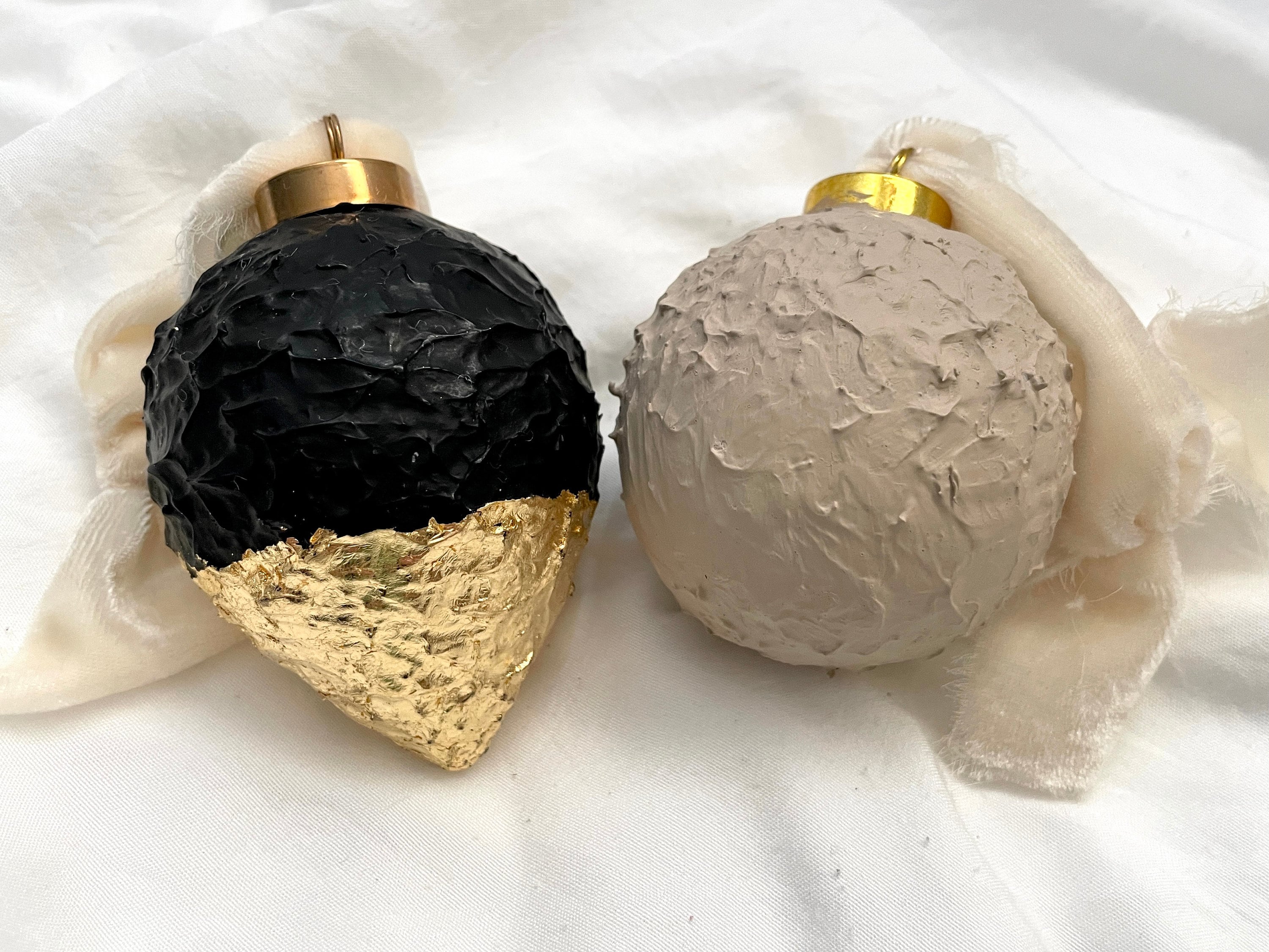 Textured Black With Gold Foil, Black and Gold Christmas Ornament, Hand ...