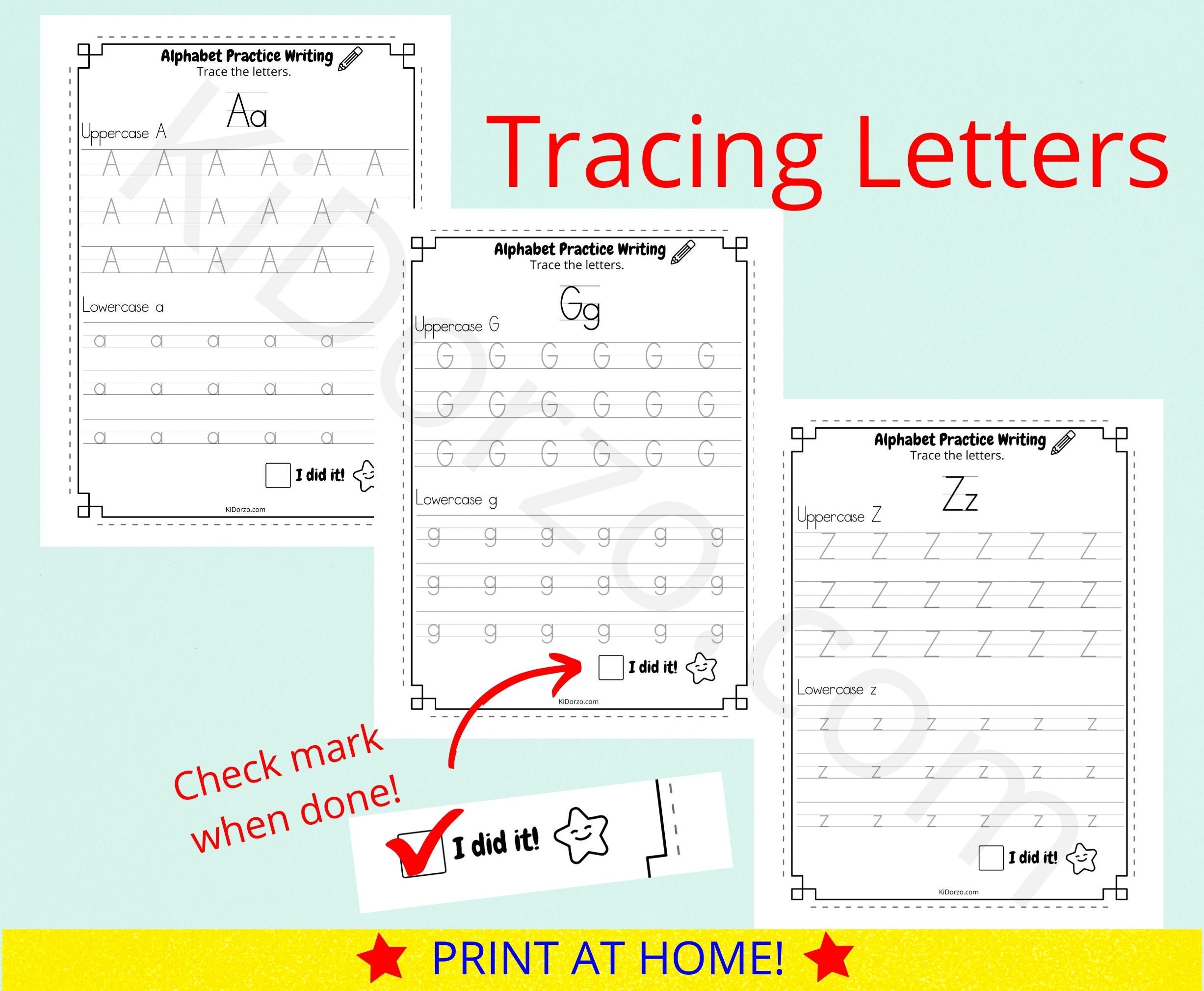 52 Alphabet Tracing Worksheets With BONUS Writing Sheet L Printable ...