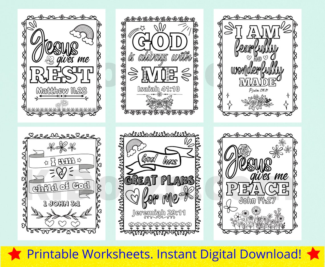 20 Biblical Affirmation Colouring Pages for Kids Printable Affirmation ...