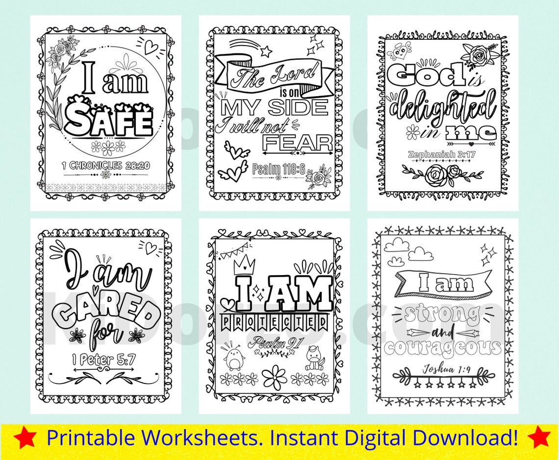 20 Biblical Affirmation Colouring Pages for Kids Printable Affirmation ...