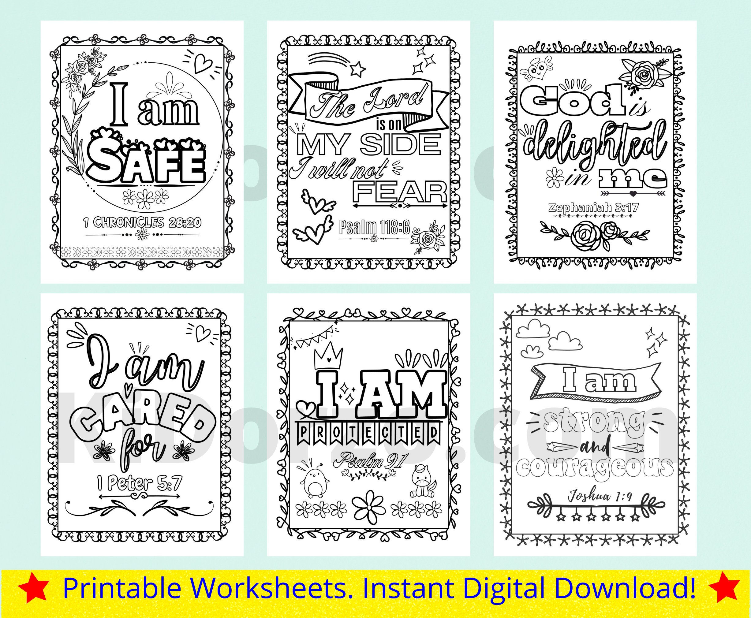 20 Biblical Affirmation Colouring Pages for Kids Printable Affirmation ...