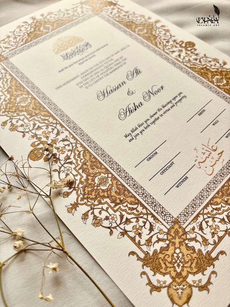 Personalized Nikah Certificate: Custom Islamic Marriage Contract ...