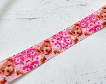Pink and Brown Teddy Bear Ribbon Girl Teddy Bear Ribbon - Etsy