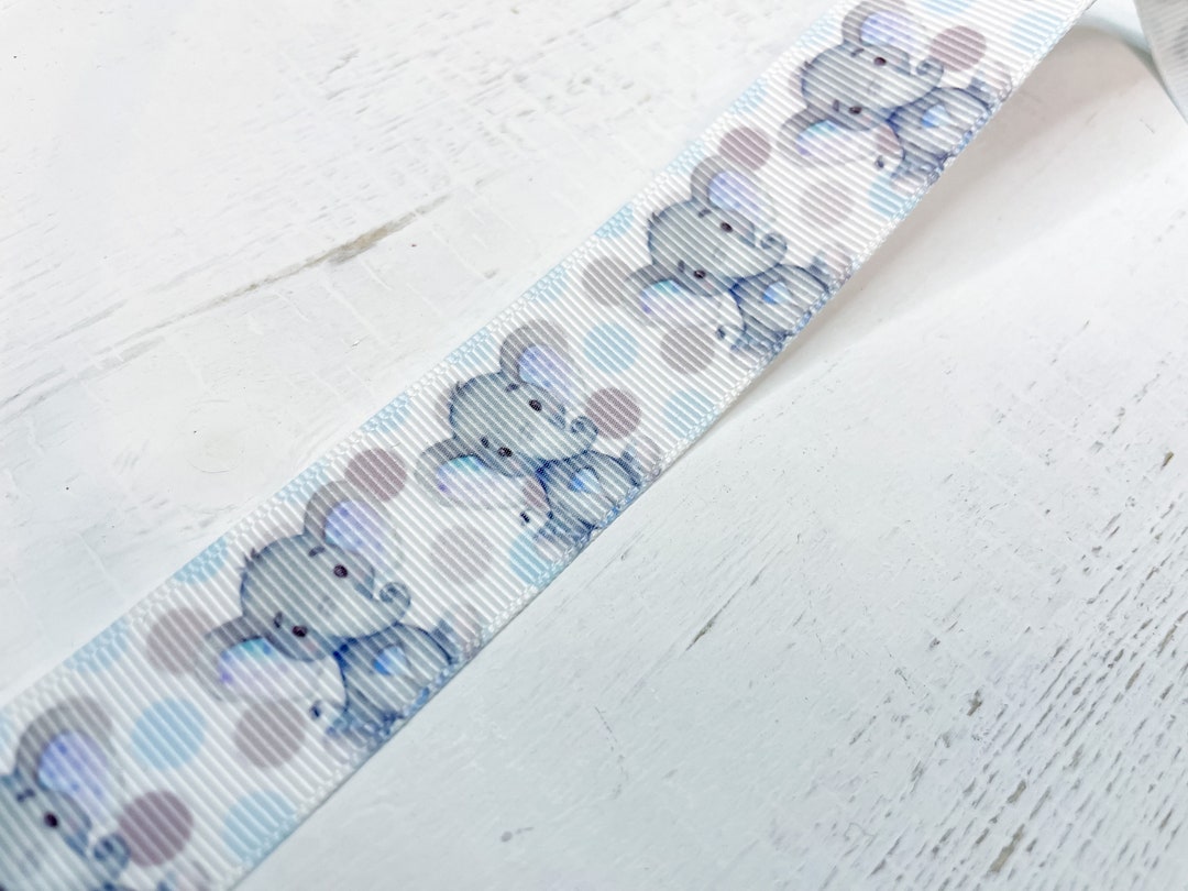 Elephant Ribbon Elephant Blue 1 Inch Ribbon Elephant Shower Ribbon ...