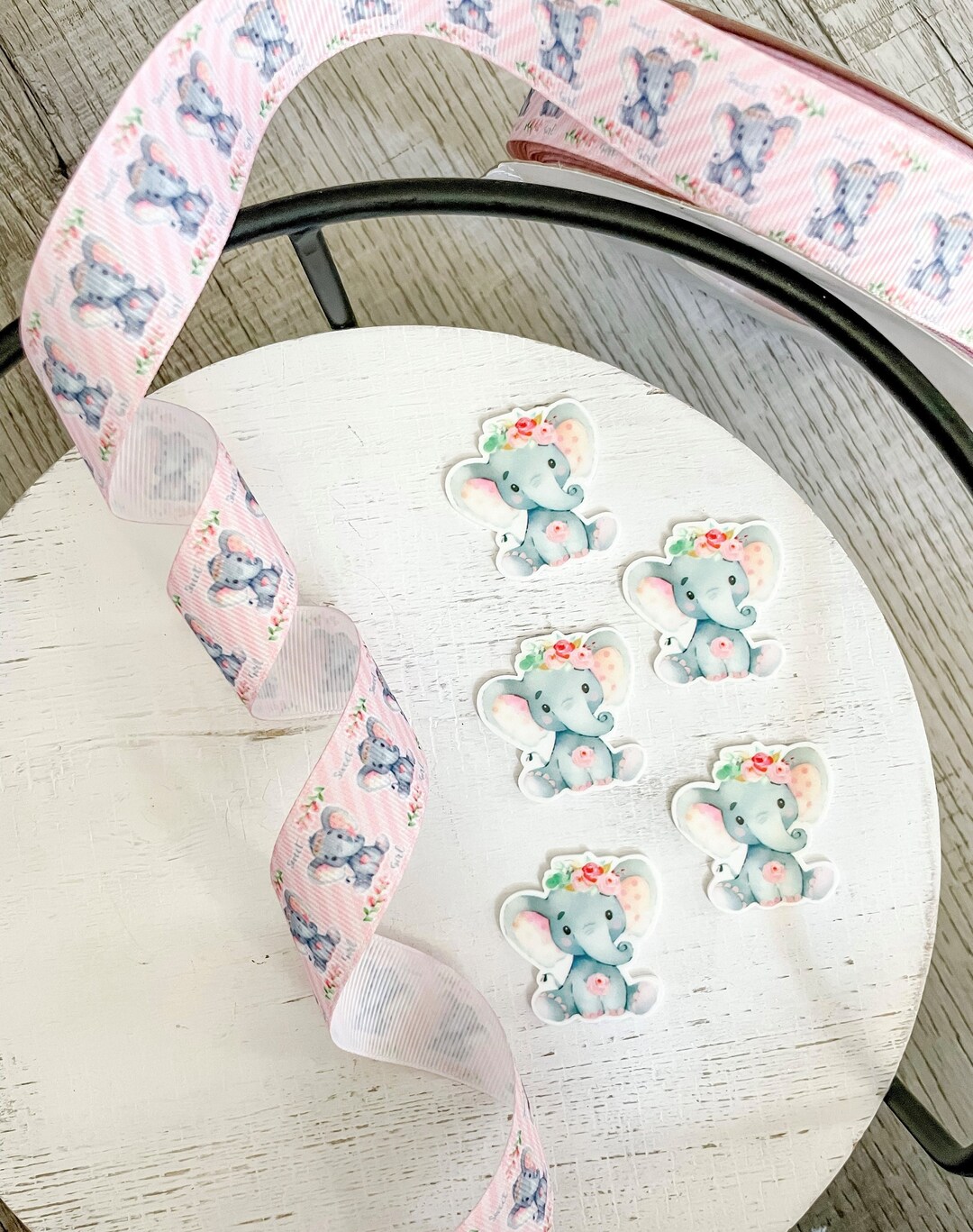 Elephant Ribbon With Matching Planar Resin, Pink Elephant Ribbon, Pink ...