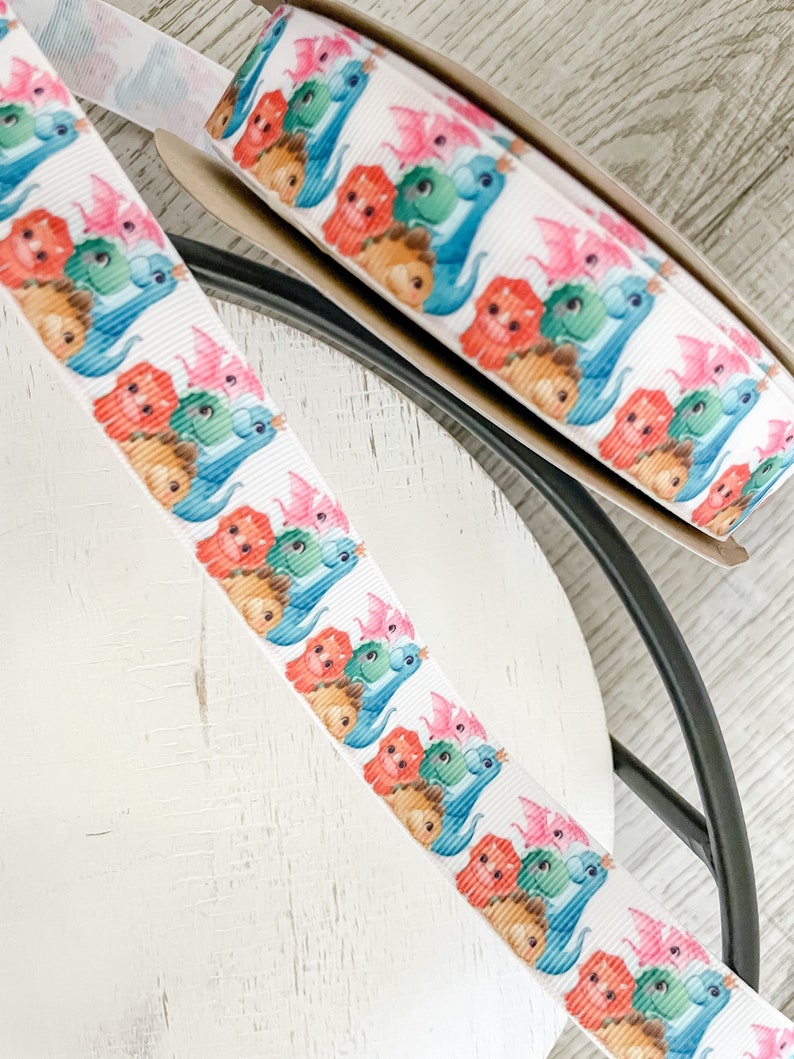 Dinosaur Ribbon Baby Shower First Birthday Dinosaur Ribbon for Hair Bow ...