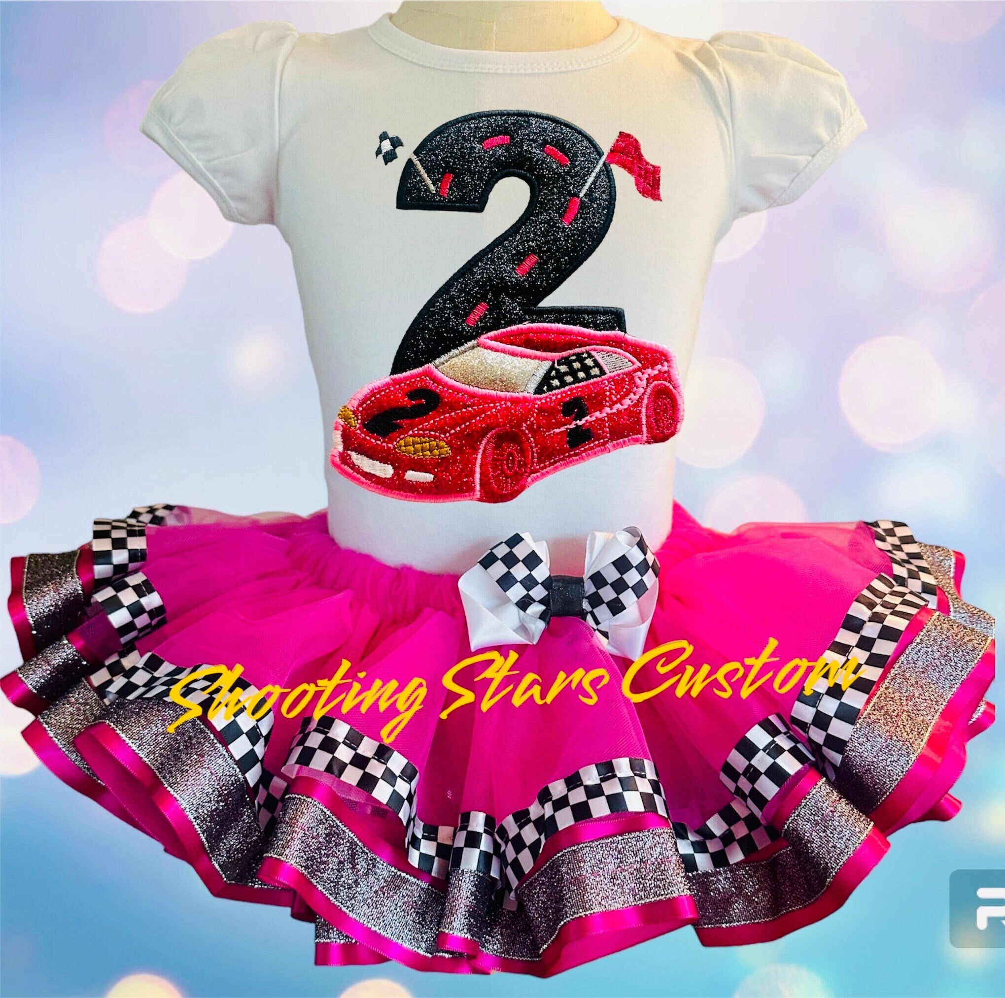 Pink Race Car Outfit racing Birthday Tutu Outfit Hotwheels - Etsy