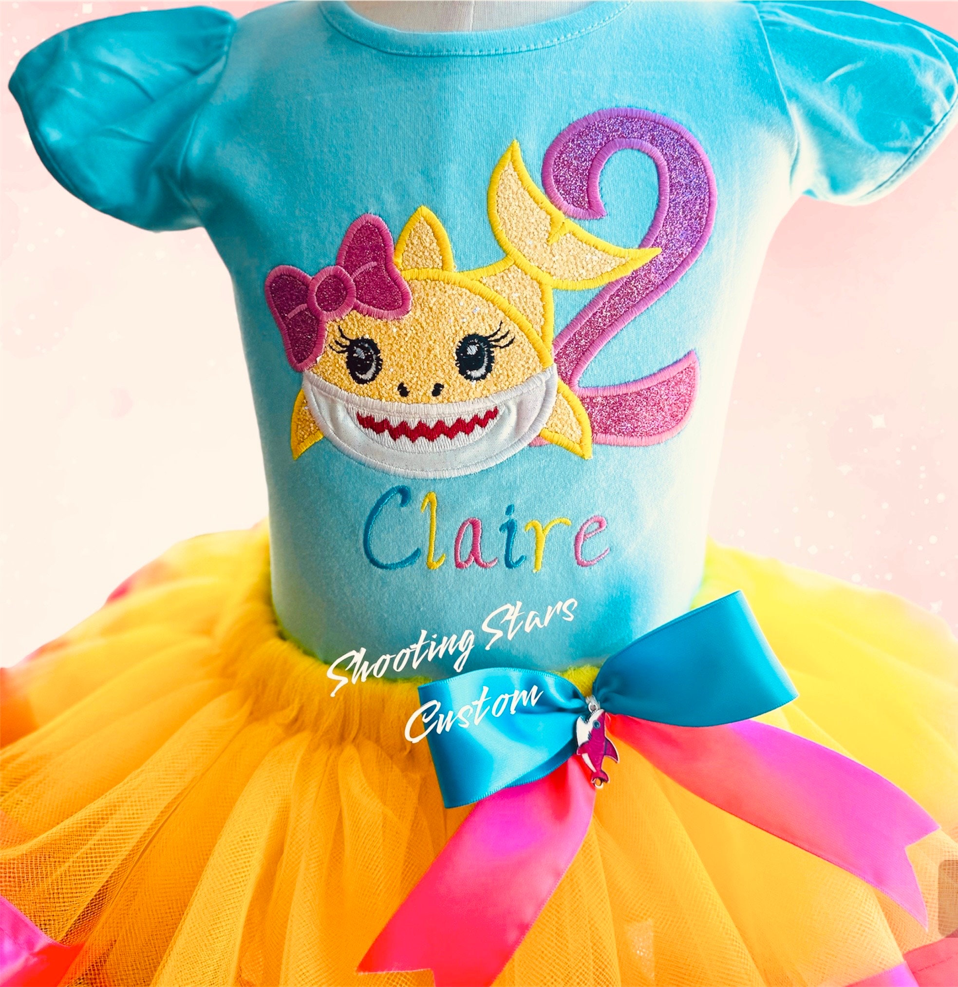 Birthday Shark Outfit, Birthday Yellow Baby Shark Tutu Set, Birthday Doo Doo Shark Party Outfit ...