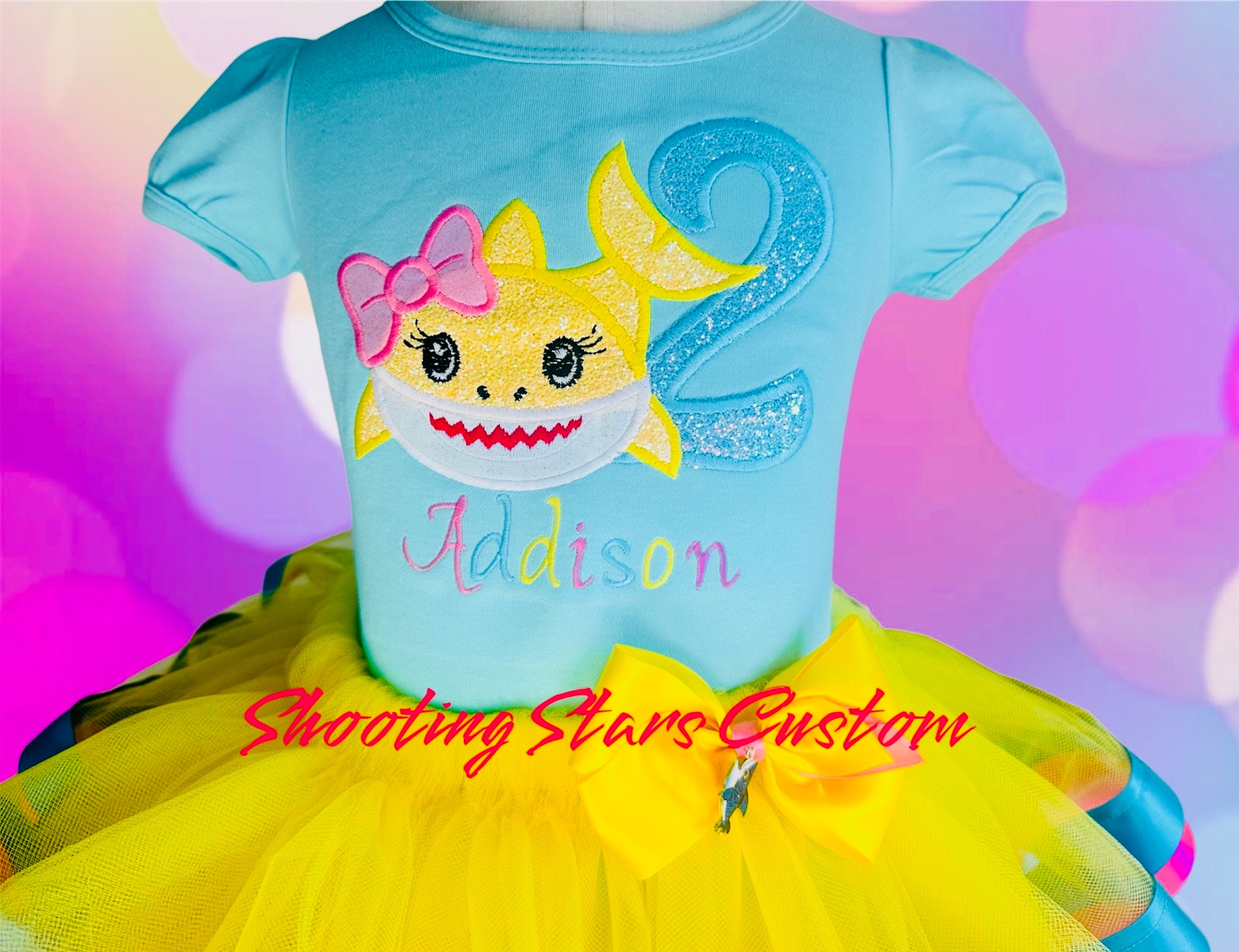 Birthday Shark Outfit Birthday Yellow Baby Shark Tutu Set - Etsy