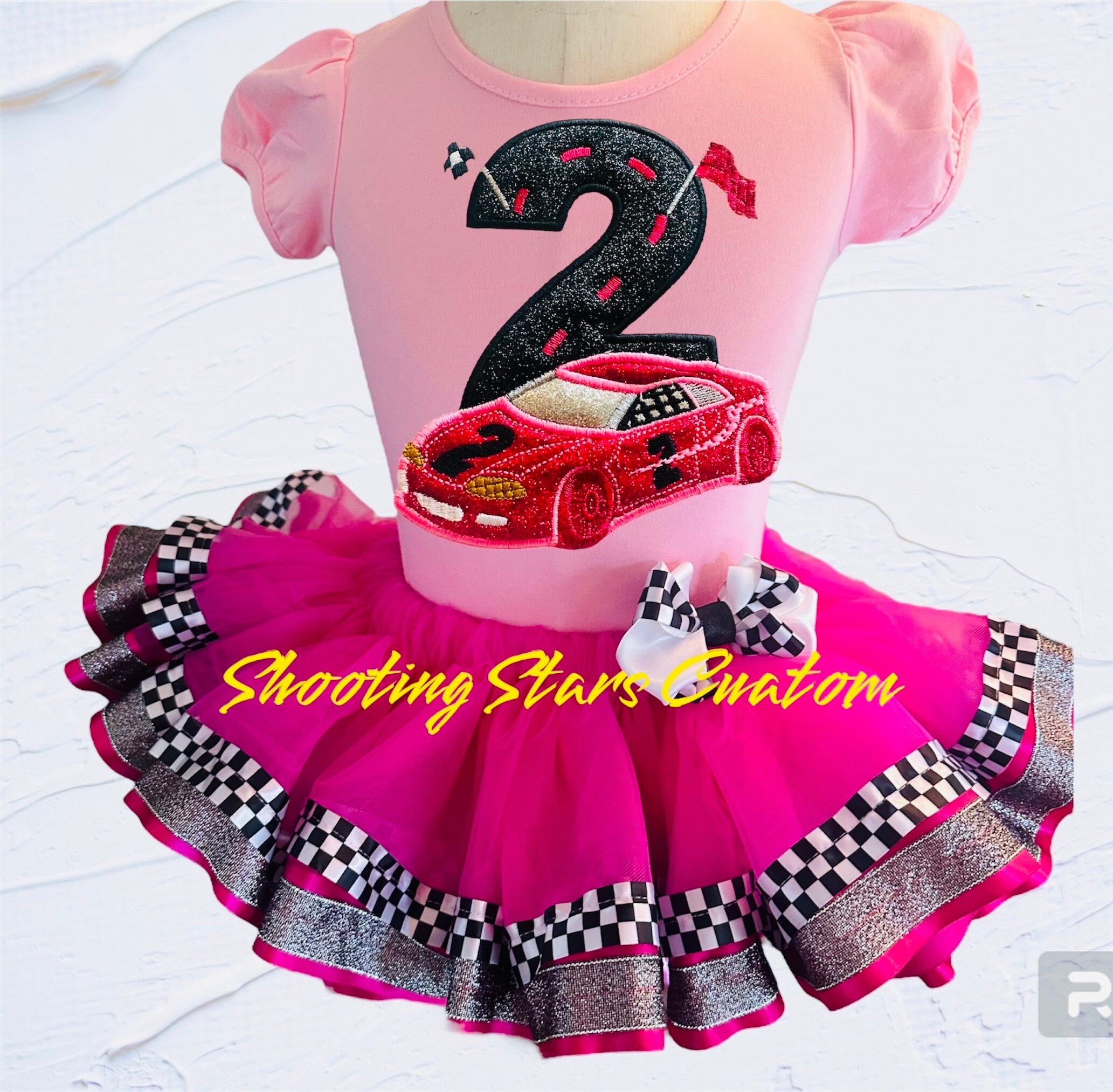 Pink Race Car Outfit racing Birthday Tutu Outfit Hotwheels - Etsy
