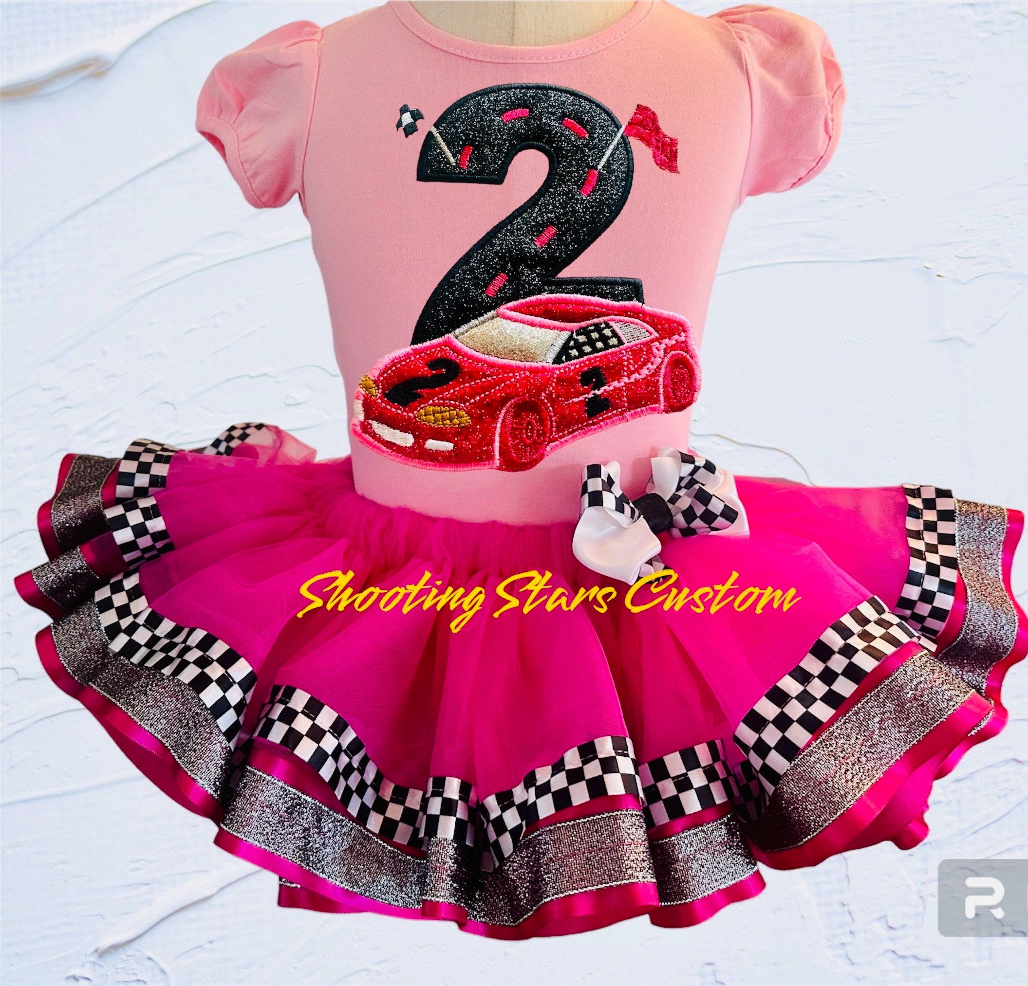 Pink Race Car Outfit racing Birthday Tutu Outfit Hotwheels - Etsy