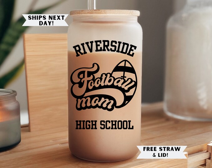 Football Mama Frosted Glass Coffee Cup Iced Coffee Cup Glass Tumbler ...